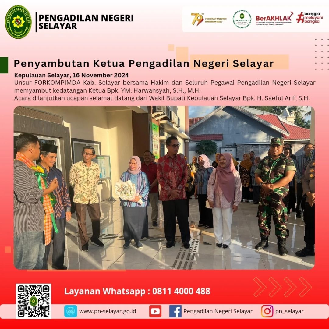 Penyambutan Ketua Pengadilan Negeri Selayar
